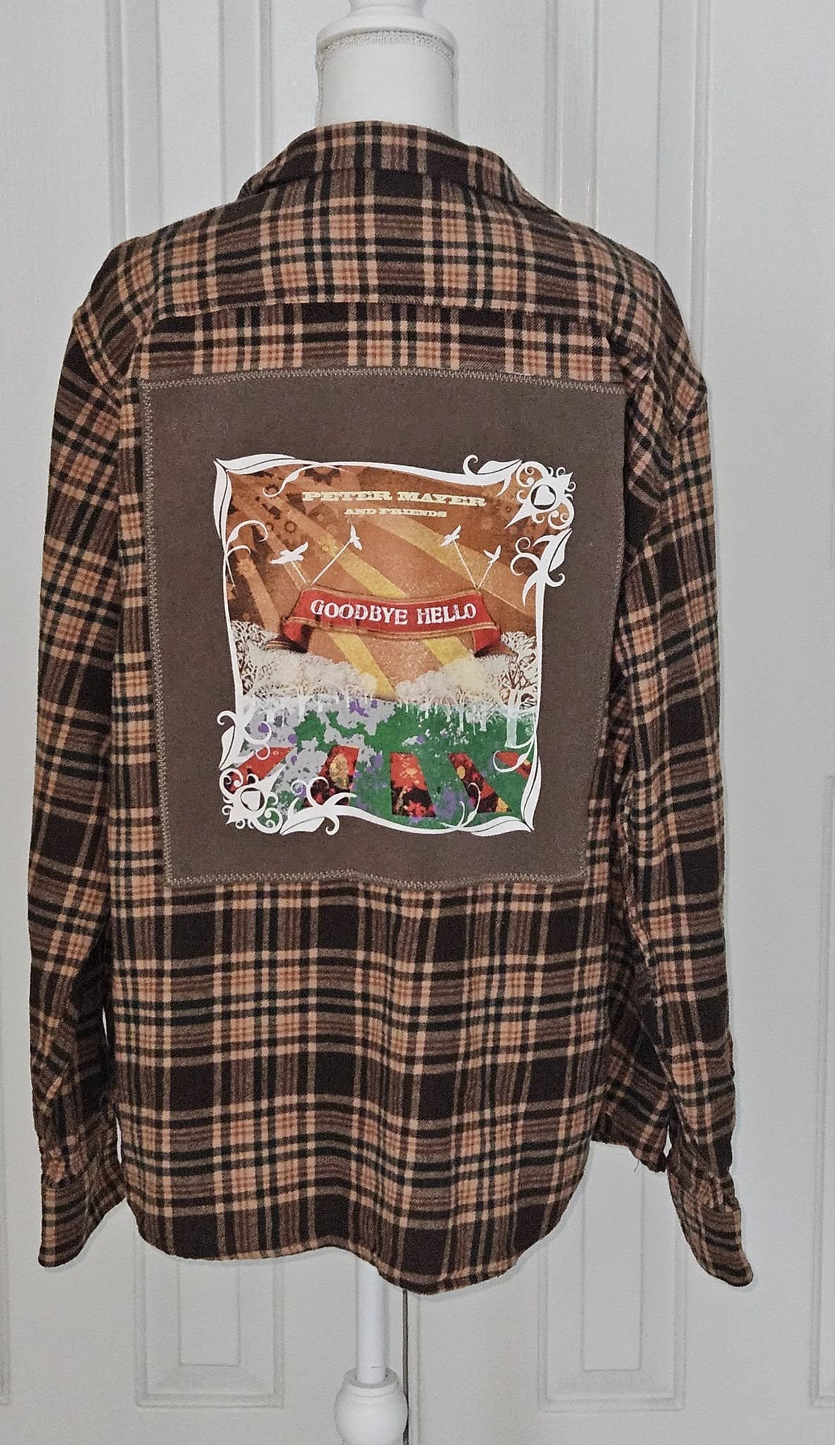 Little Flock Music - Goodbye Hello Brown and Tan Flannel Shirt - XL